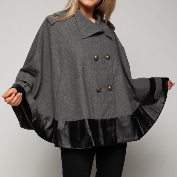 Jackets & Coats | Leather Trimmed Cape | Poshmark